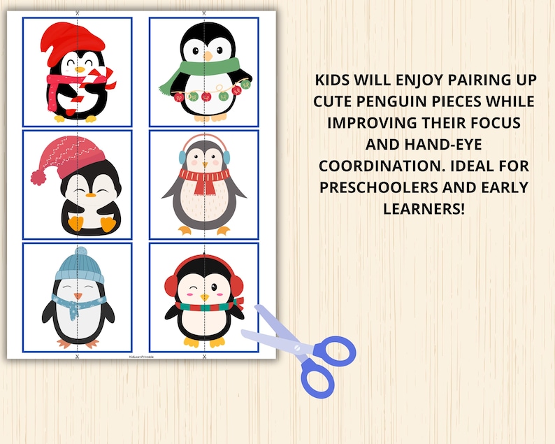Penguin Matching Game,winter Match Activity,match the Halves,winter ...