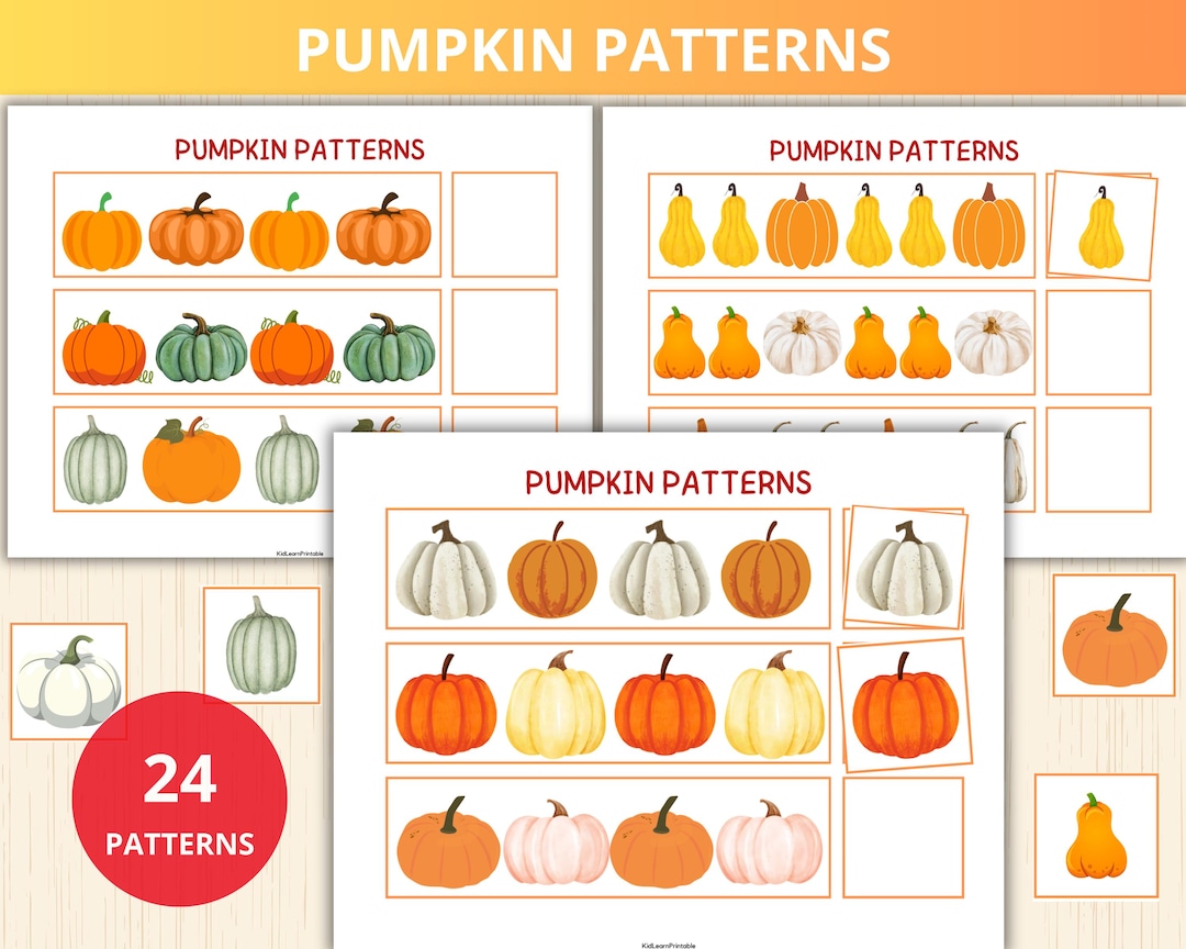 Pumpkin Patterns,pumpkin Montessori,pattern Worksheet,autumn Busy Book ...