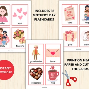 Mother's Day Cards,vocabulary Cards,mother's Day Flashcards, Preschool ...