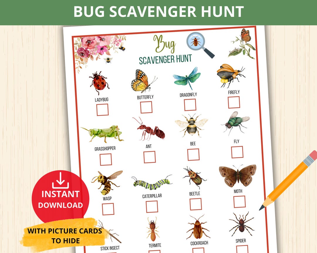 Bug Scavenger Hunt,insect Scavenger Hunt,nature Scavenger Hunt,indoor ...