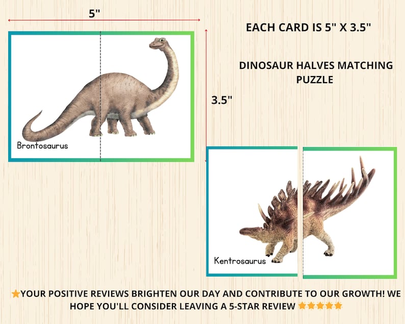 Dinosaur Flashcard,halves Matching,dinosaur Montessori,dinosaur ...