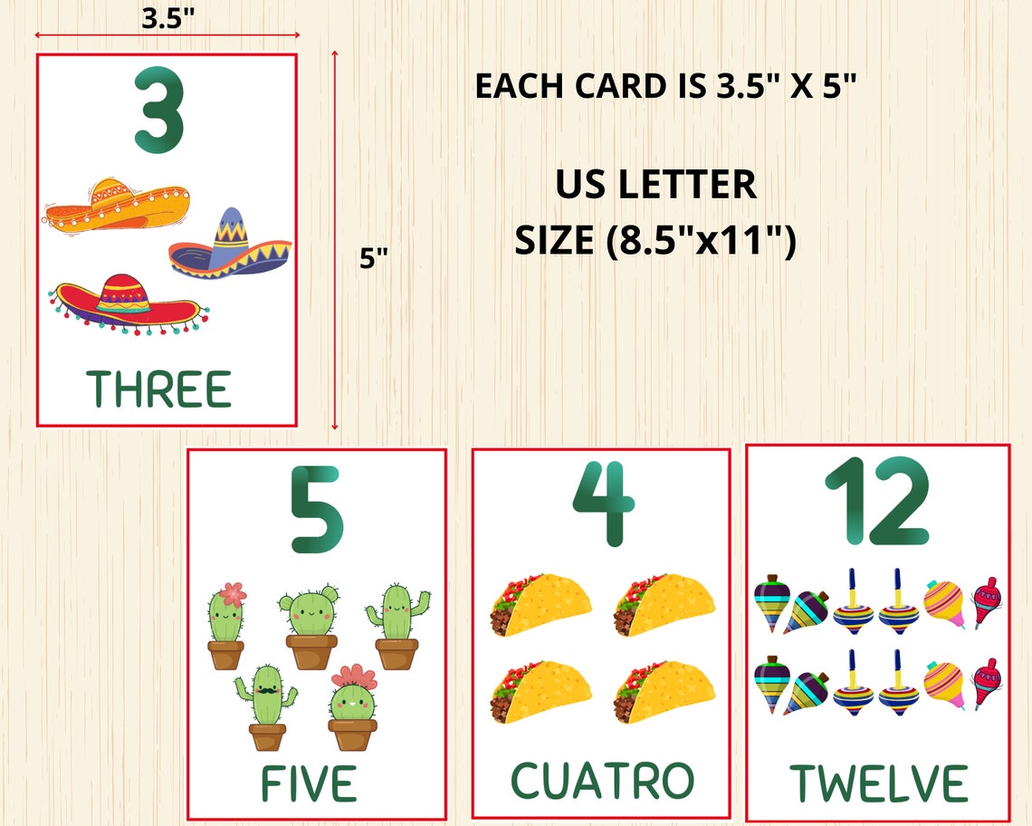 Numbers Bilingual Flashcards, Spanish and English, Early Learning ...