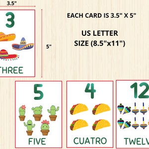 Numbers Bilingual Flashcards, Spanish and English, Early Learning ...
