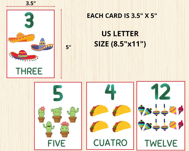 Numbers Bilingual Flashcards, Spanish and English, Early Learning ...