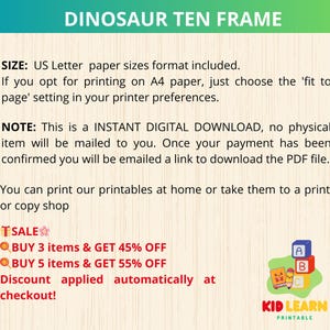 Dinosaur Ten Frame,dinosaur Birthday Game,dinosaur Activity,numbers 1 ...