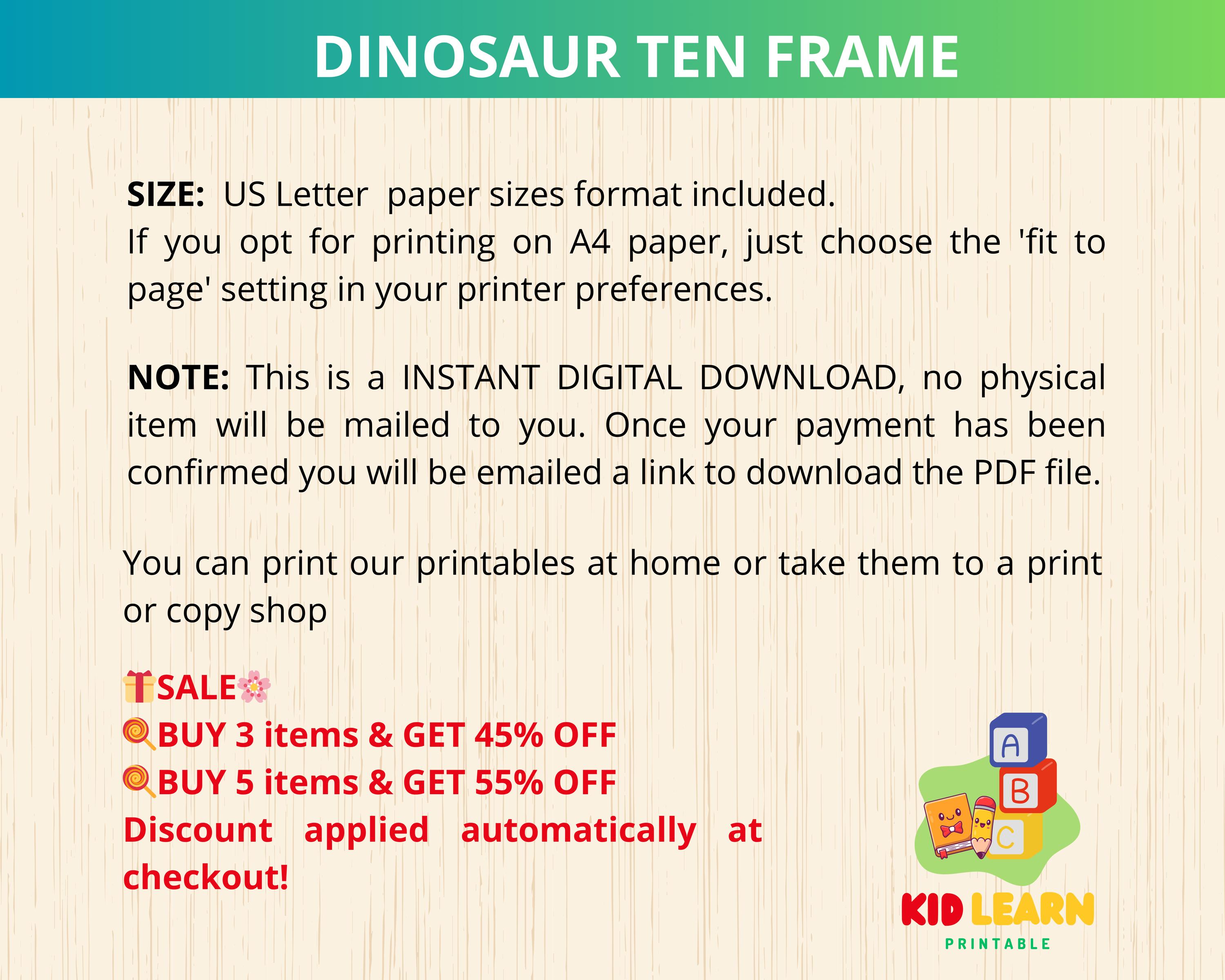 Dinosaur Ten Frame,dinosaur Birthday Game,dinosaur Activity,numbers 1 ...