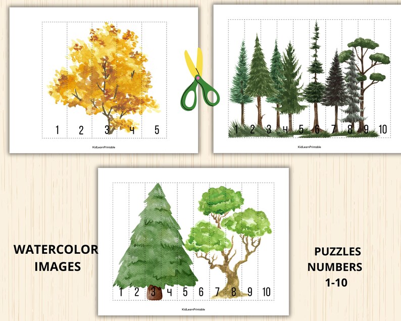 Tree Puzzle Kids,montessori Fall Wooden Puzzle,fall Number Sequence ...