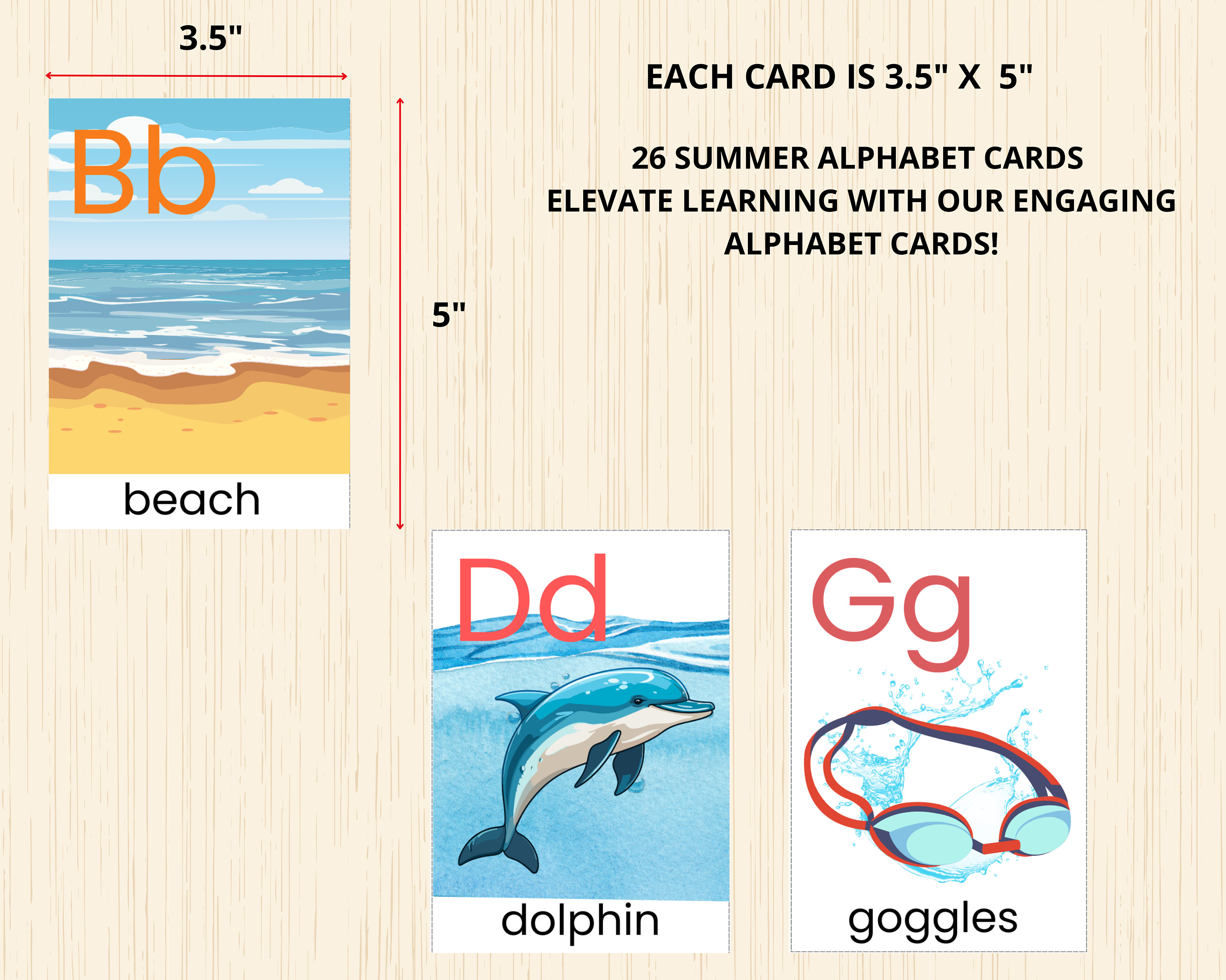 Summer Alphabet Cards,summer Flashcards,summer Montessori,educational ...