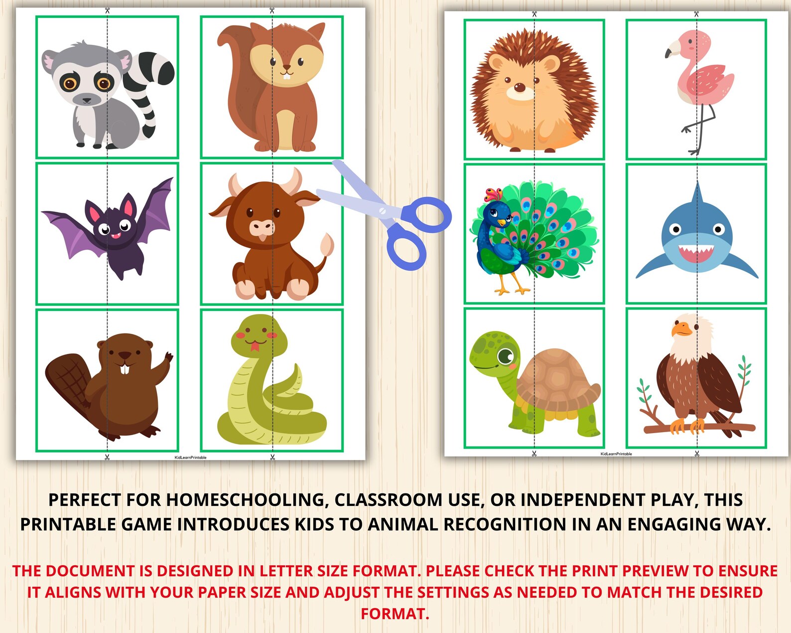 Animals Matching Game,safari Animals Matching Activity,animals Puzzle ...