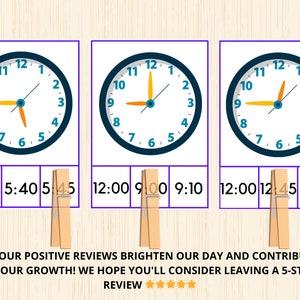 Telling Time Clip Cards,clock Activity,tell the Time Activity,learn the ...