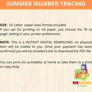 Summer Number Tracing,handwriting Practice,writing Skills,tracing ...