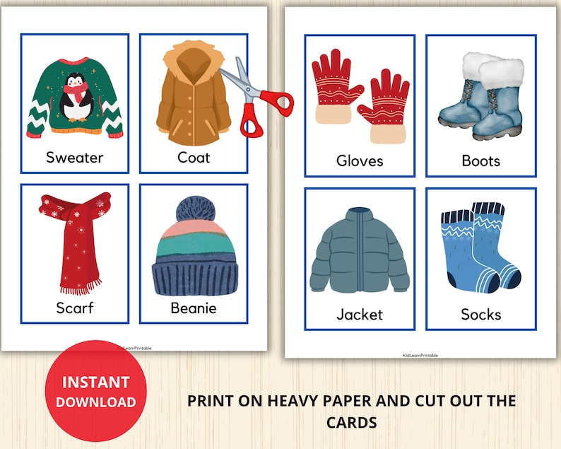 Winter Clothing Flashcard ,winter Clothes Flashcard,winter Vocabulary ...