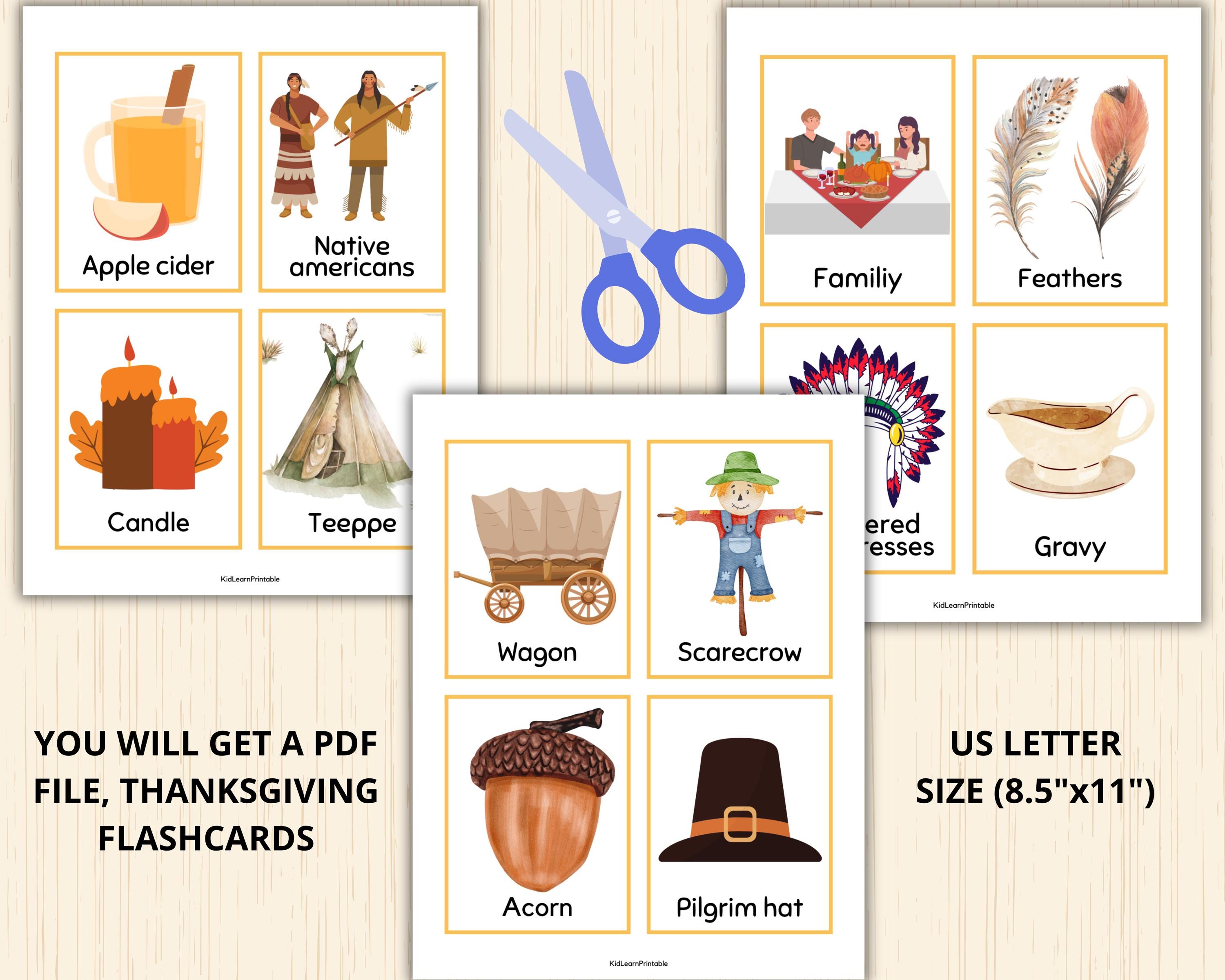 Thanksgiving Vocabulary Flashcards,thanksgiving Words,thanksgiving ...