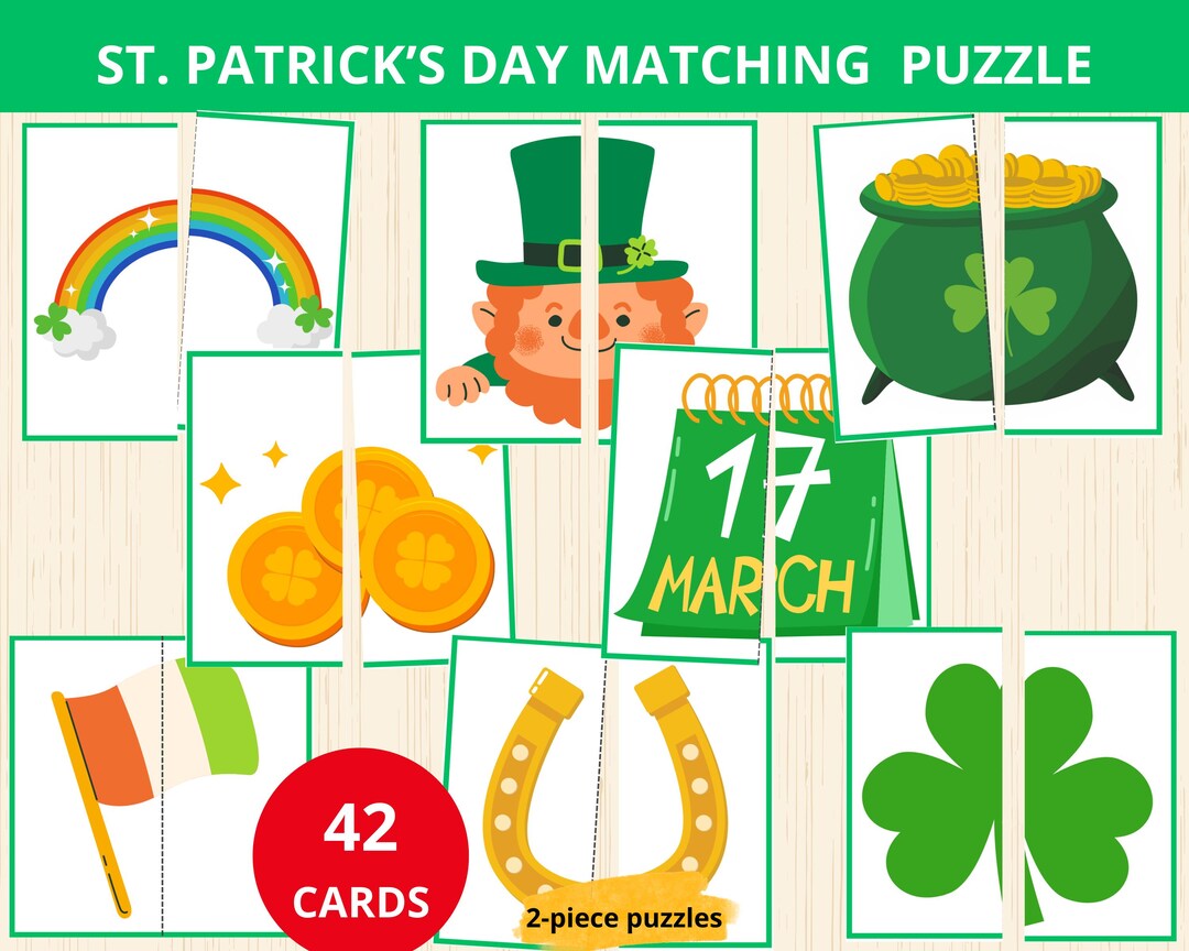 St Patrick Matching Activity,st. Patricks Day Puzzle,halves Matching ...