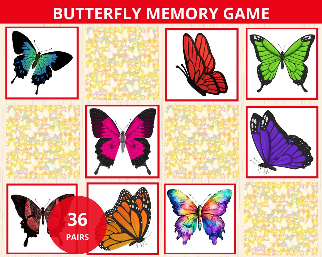 Butterfly Memory Game,butterfly Matching Activity,spring Montessori ...