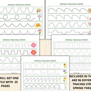 Spring Tracing Practice,tracing Strips,lines Tracing,handwriting ...