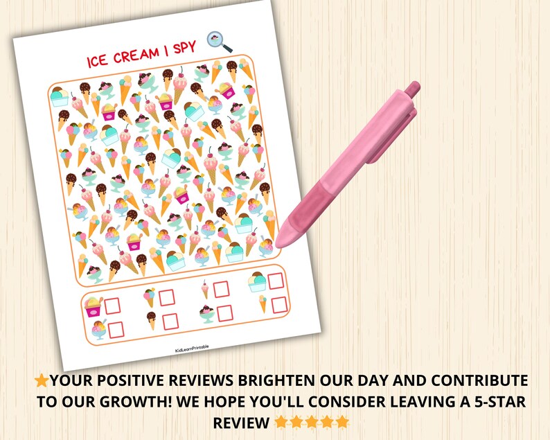 Ice Cream I Spy,ice Cream Activity,summer I Spy,summer Preschool ...