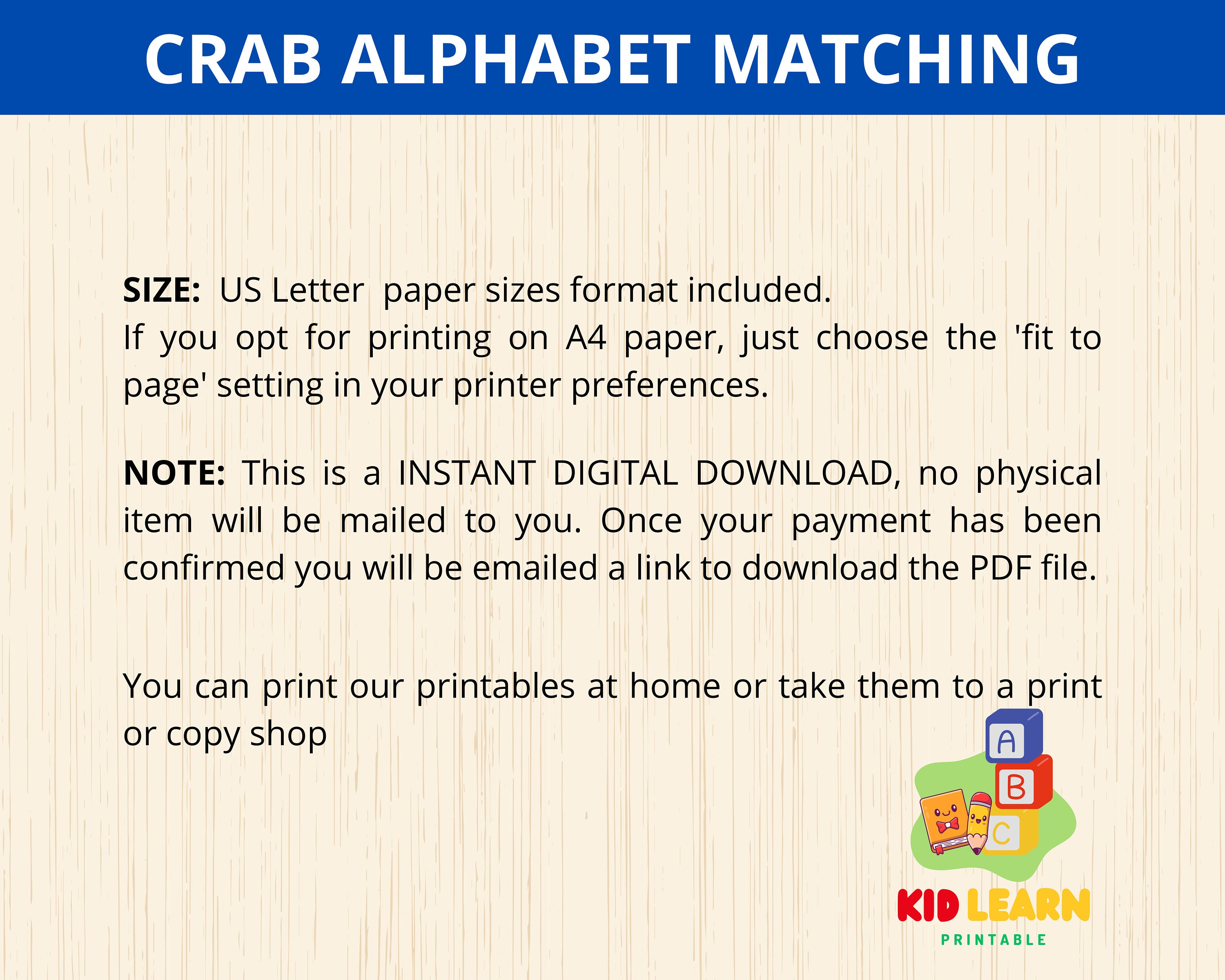 Crab Letter Match,preschool Letters,alphabet Matching Game,letter ...