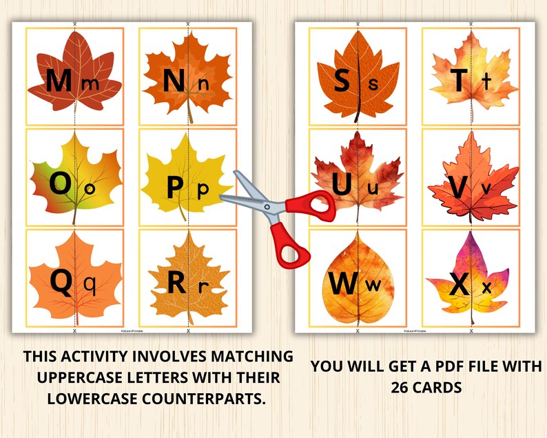 Leaf Letter Matching Puzzle,fall Puzzle Pairs,fall Alphabet Match ...