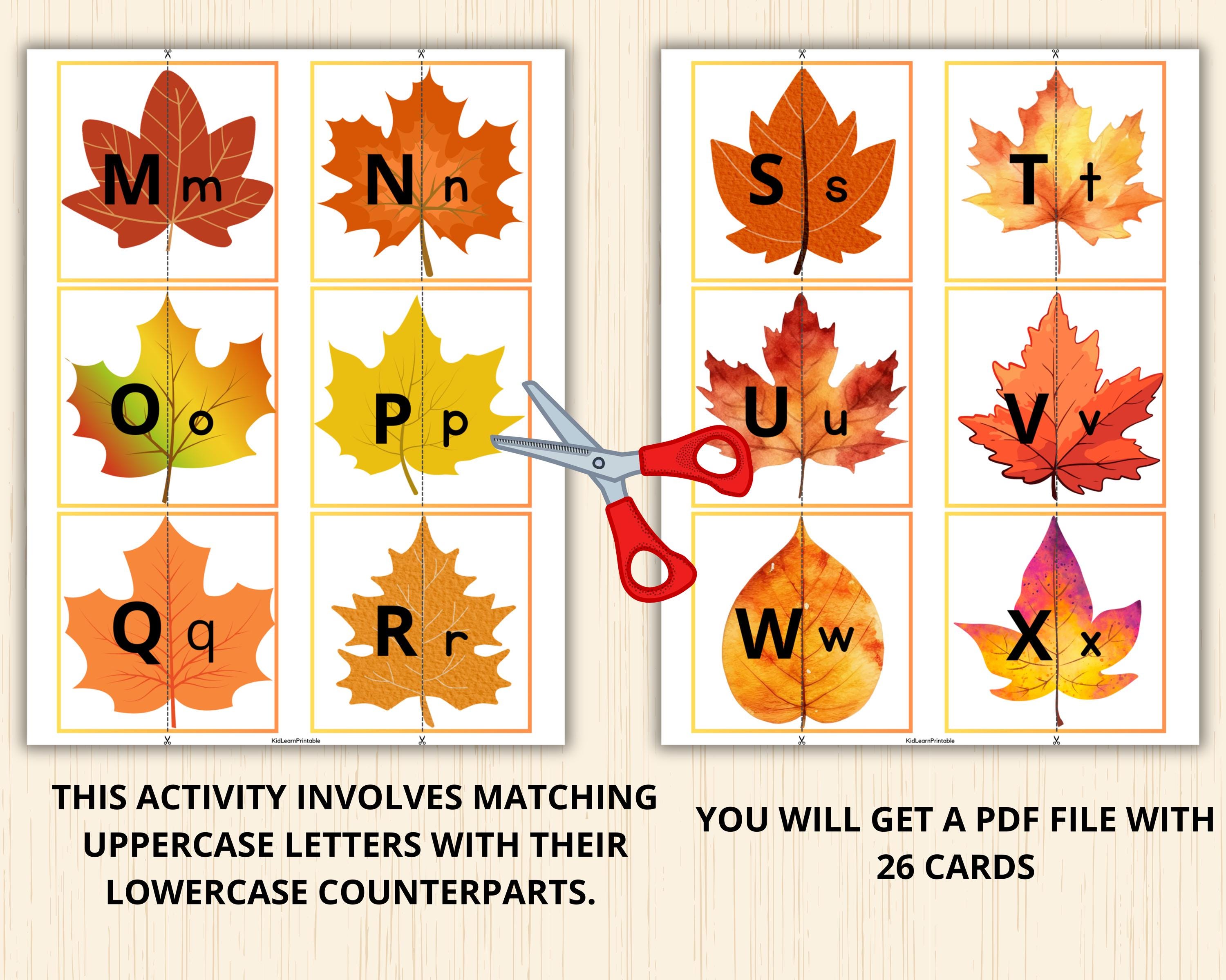 Leaf Letter Matching Puzzle,fall Puzzle Pairs,fall Alphabet Match ...