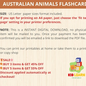 Australian Animal Flashcards,australia Flash Cards,australia Montessori ...