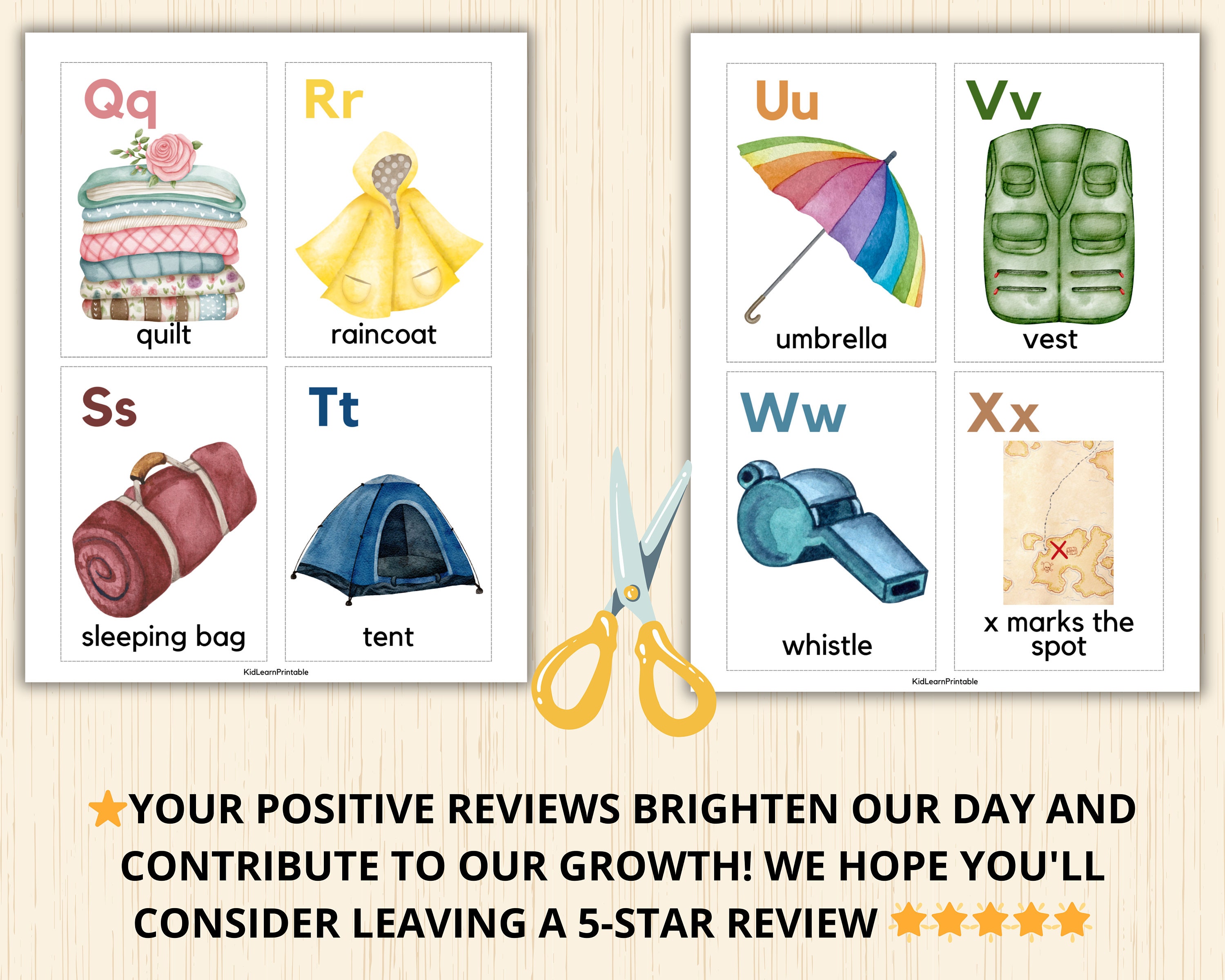 Camping Alphabet Cards,camping Flashcards,camping Montessori,camp Cards ...