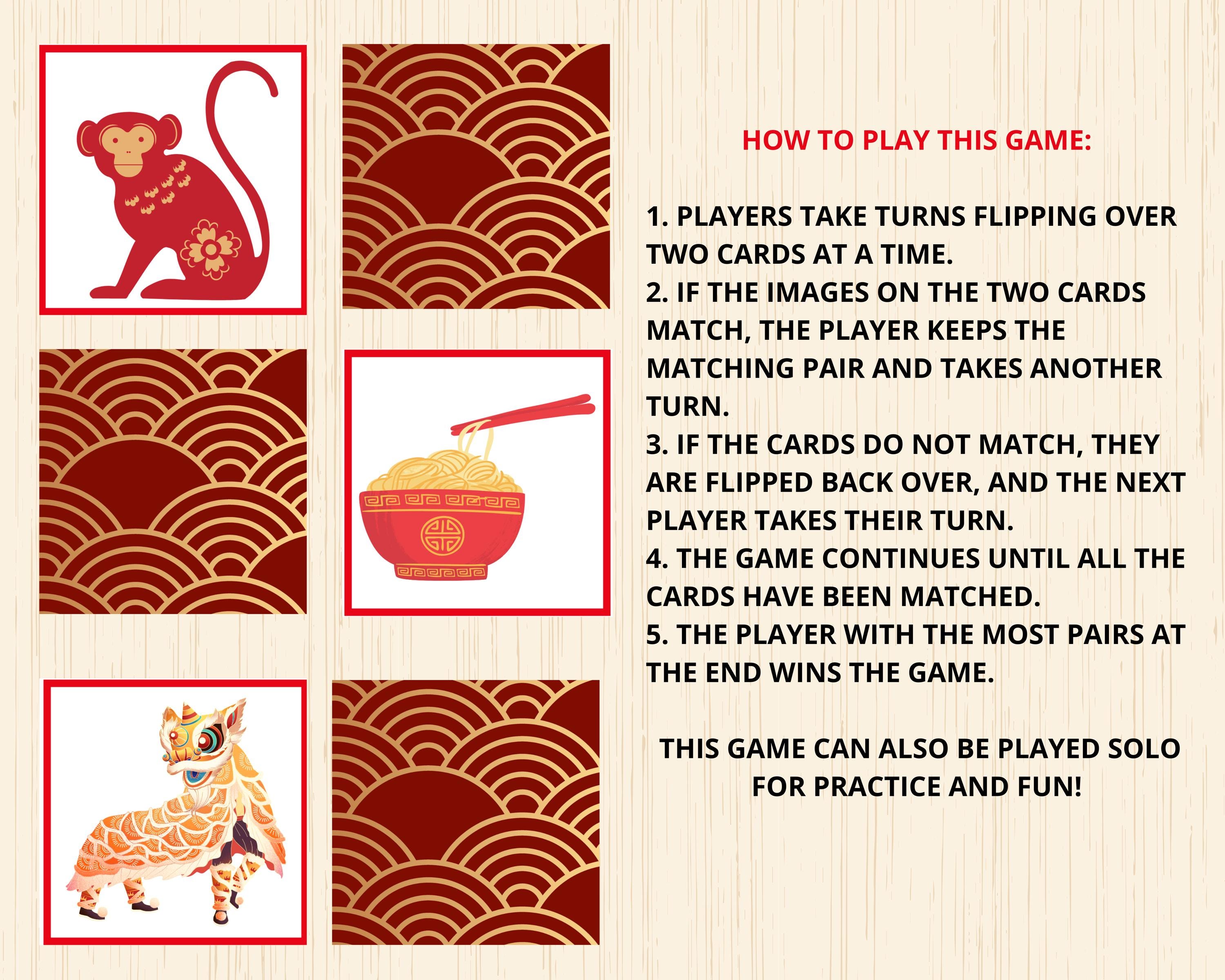 Chinese New Year Memory Game,lunar New Year Matching Activity,memory ...