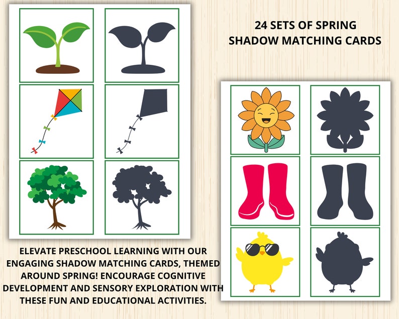 Spring Shadow Matching Cards, Spring Shadow Matching Activity ...