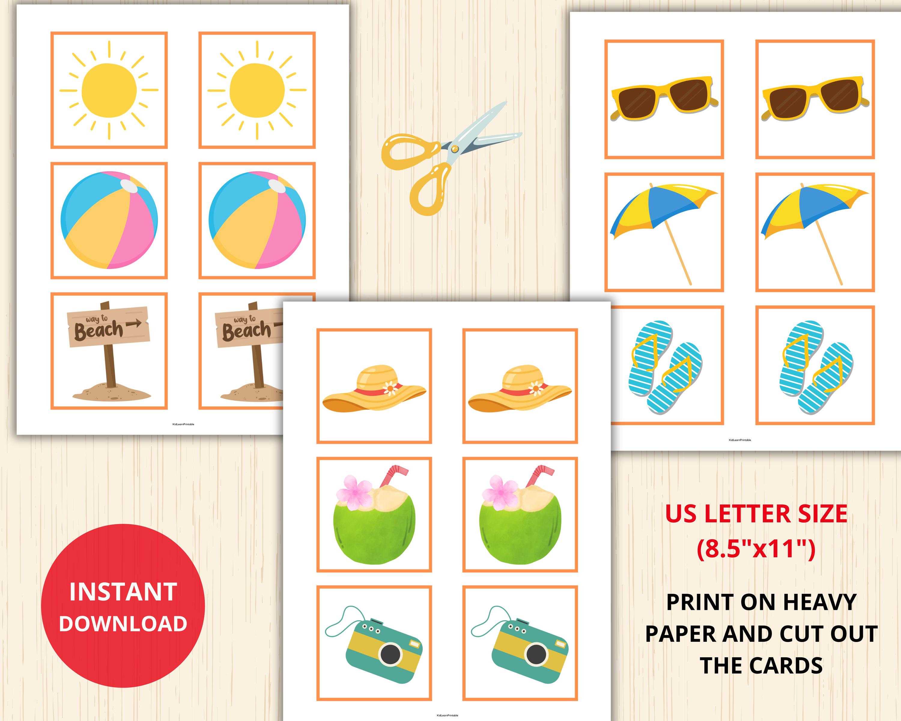 Summer Memory Game,summer Memory Cards,summer Memory Match,beach Party ...