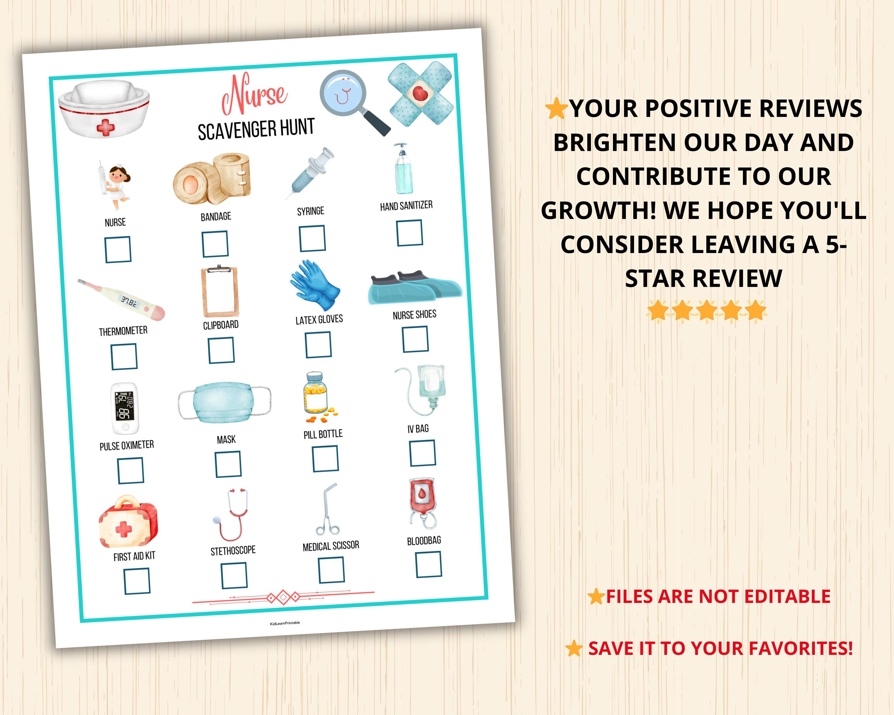 Nurse Scavenger Hunt,medical Scavenger Hunt,nurse Activities,nurse ...