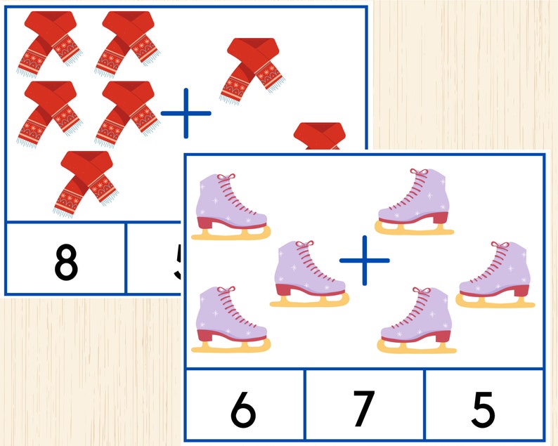 Winter Montessori Printable Math Activity Preschool, Addition Clip ...