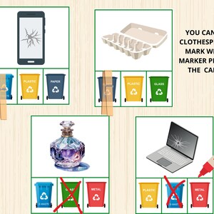 Earth Day Clip Card,earth Day Recycle Sort, Waste Sorting, Earth Day ...