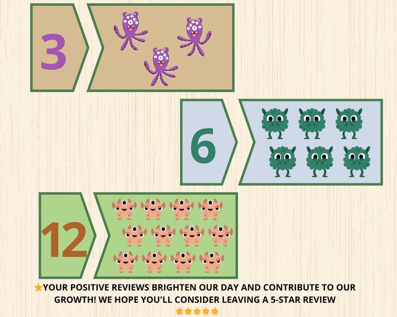 Monster Number Matching Activity,monster Number Match Puzzle,monster ...