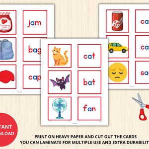 Cvc Word Cards,cvc Word and Picture Matching Activity,cvc Word Matching ...