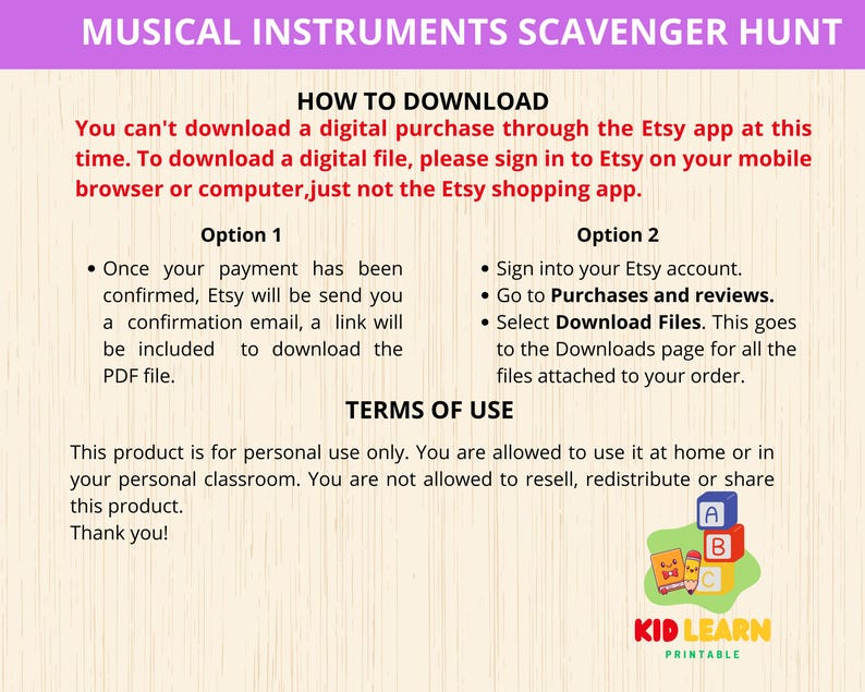 Musical Instruments Scavenger Hunt,music Scavenger Hunt,music Activity ...