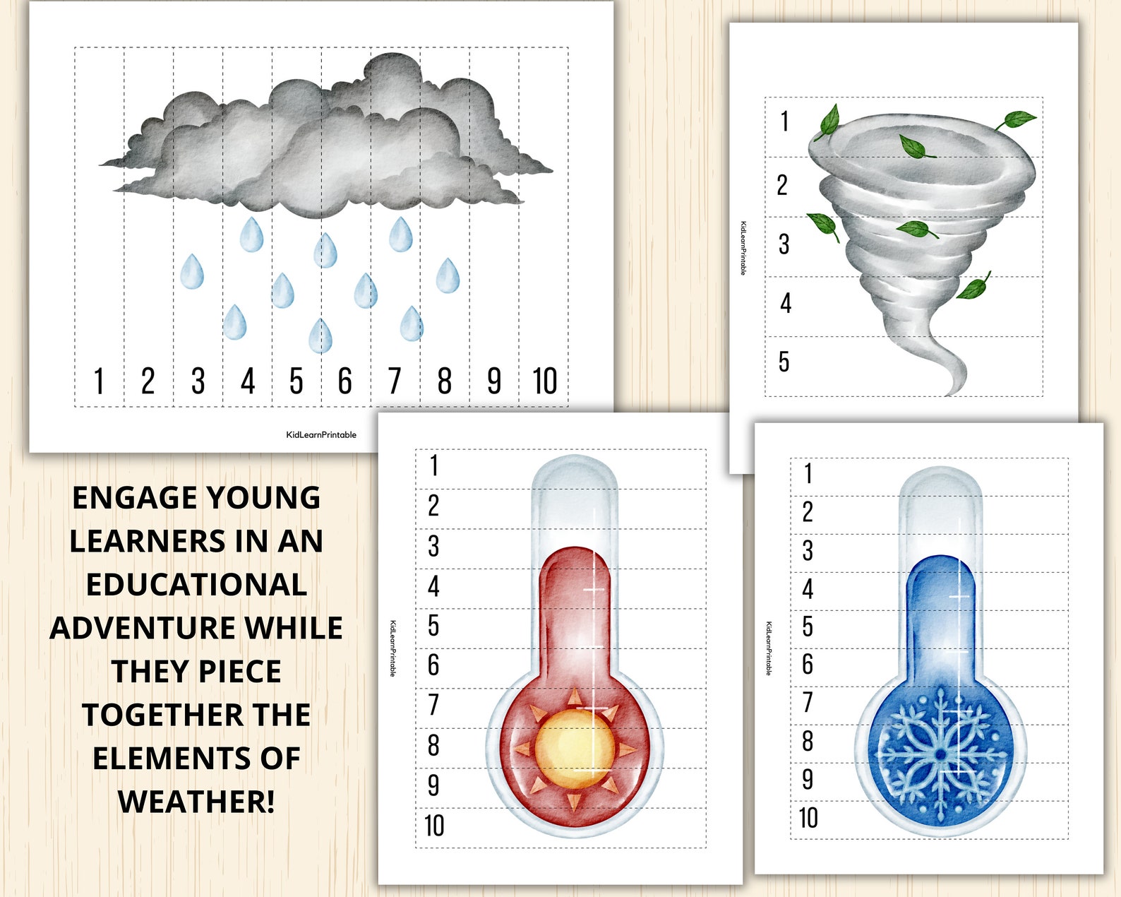 Weather Puzzles,weather Preschool, Number Sequence Puzzles, 1-10 ...
