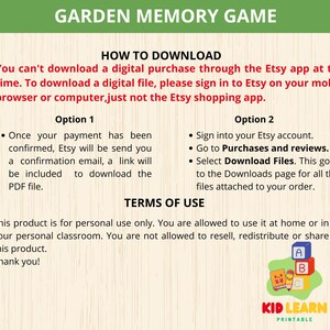 Garden Memory Games,spring Memory Game for Kids,springtime Matching ...