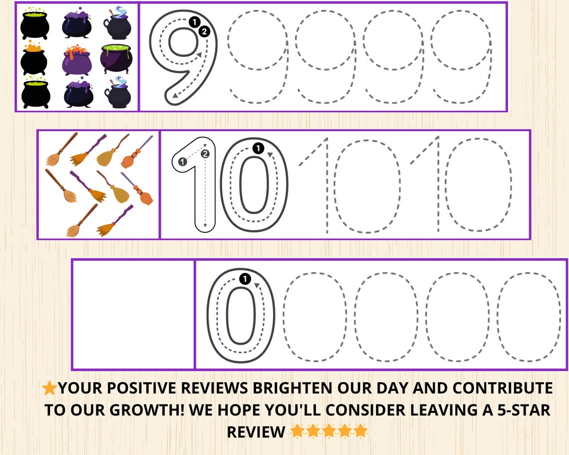 Halloween Number Tracing,handwriting Practice,writing Skills,tracing ...