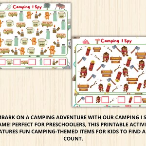 Camping I Spy Counting Activity,look and Find,summer I Spy,camping Busy ...