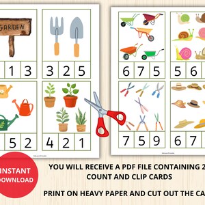 Garden Count and Clip Cards,garden Counting Clip,number 1-10,number ...