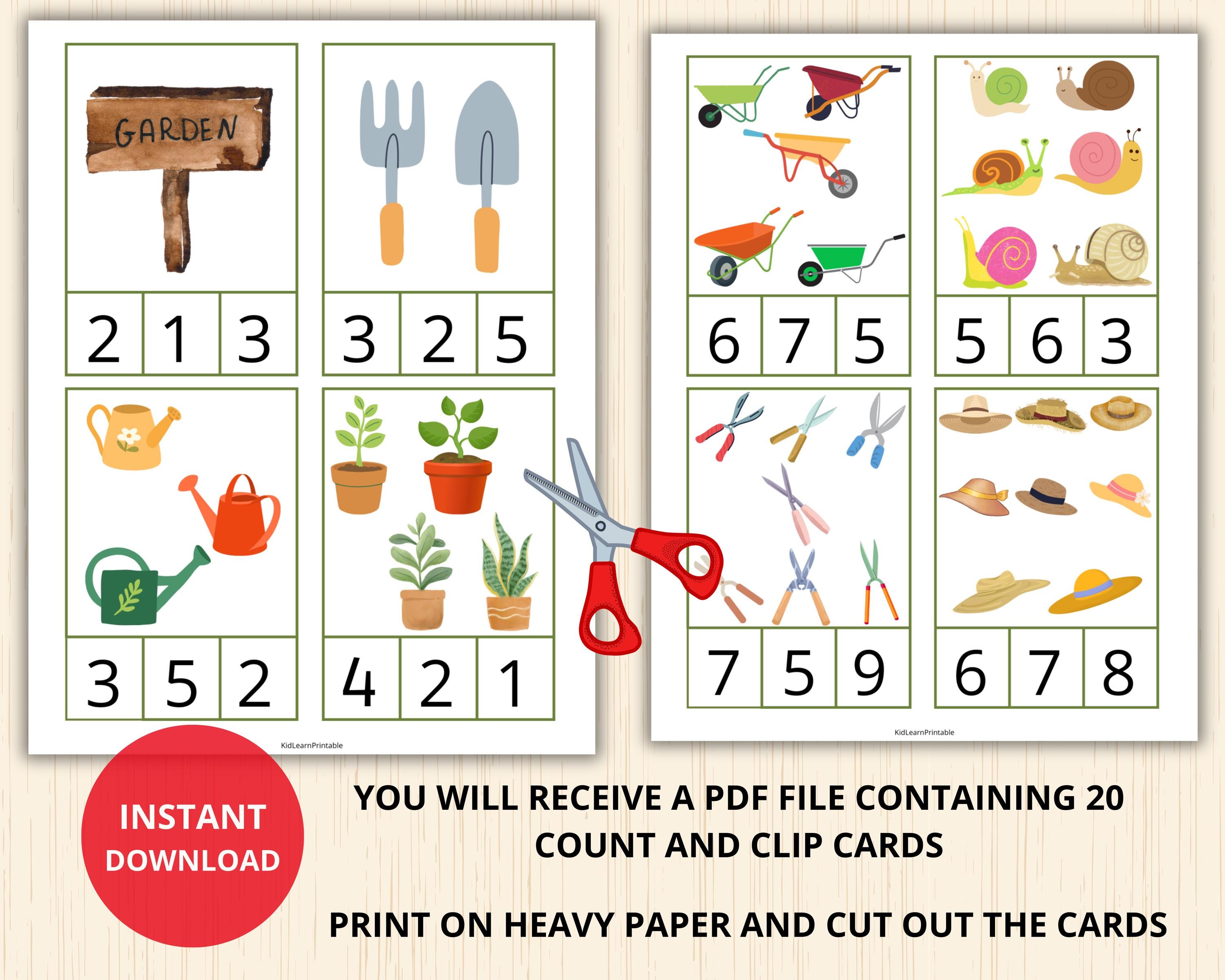 Garden Count and Clip Cards,garden Counting Clip,number 1-10,number ...
