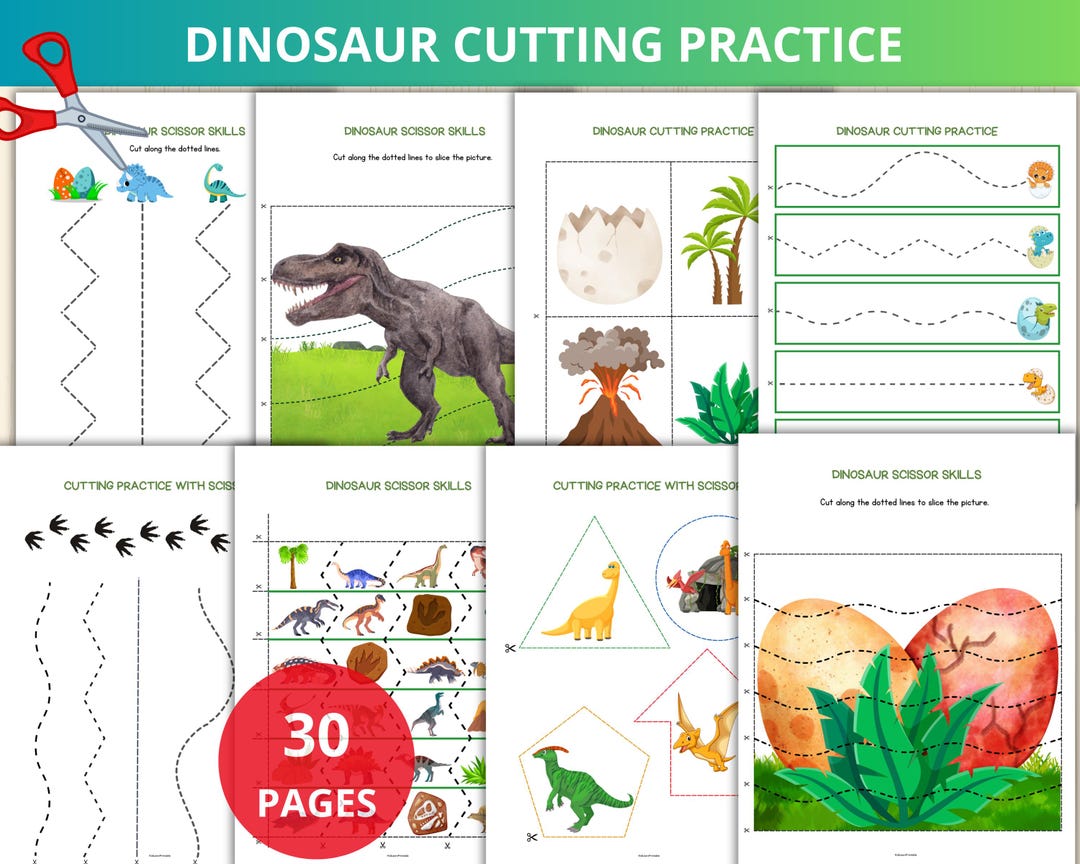 Dinosaur Scissors Strips,dinosaur Cutting Practice,dinosaur Preschool ...