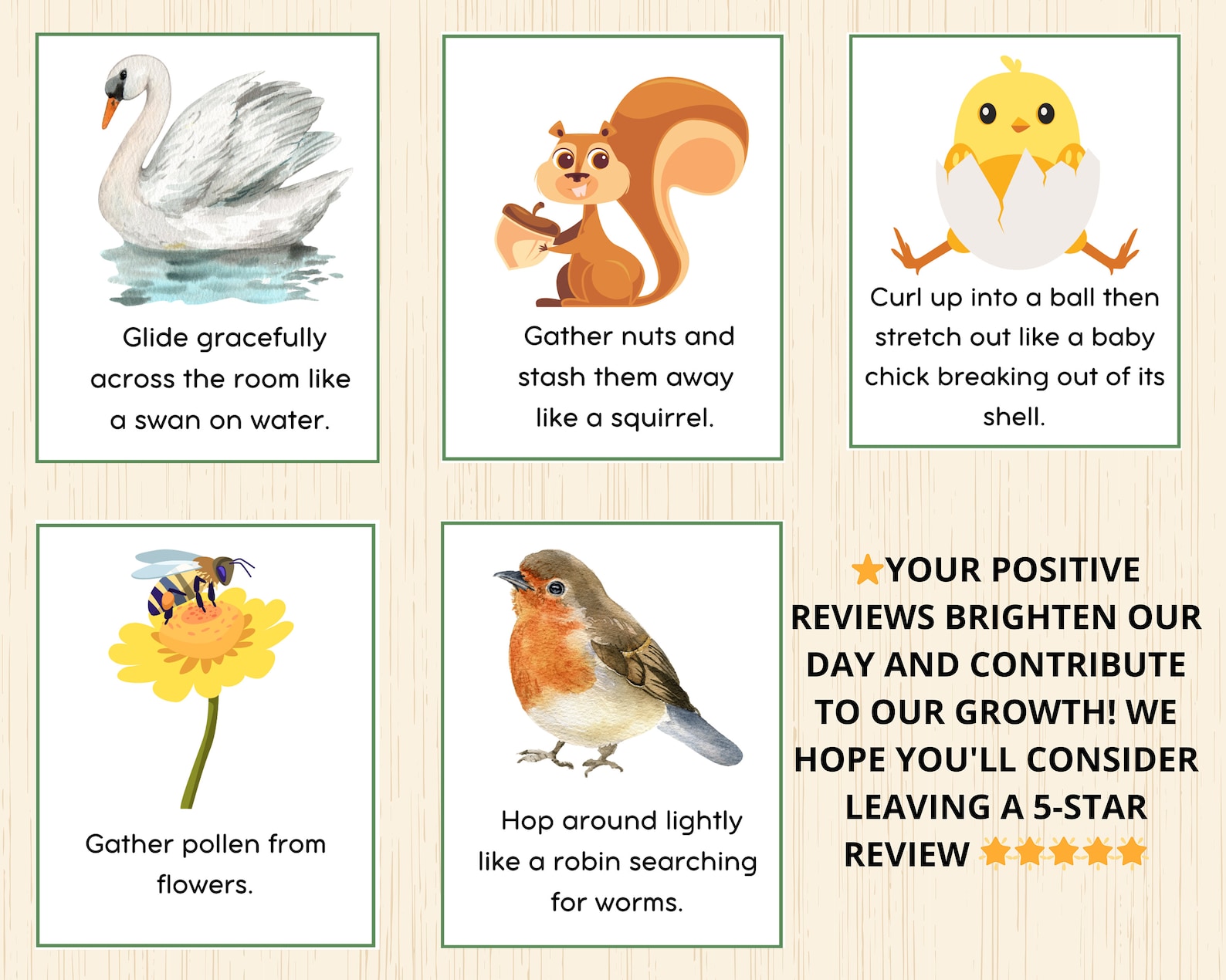 Spring Movement Cards, Kids Action Flashcards, Action Cards,montessori ...