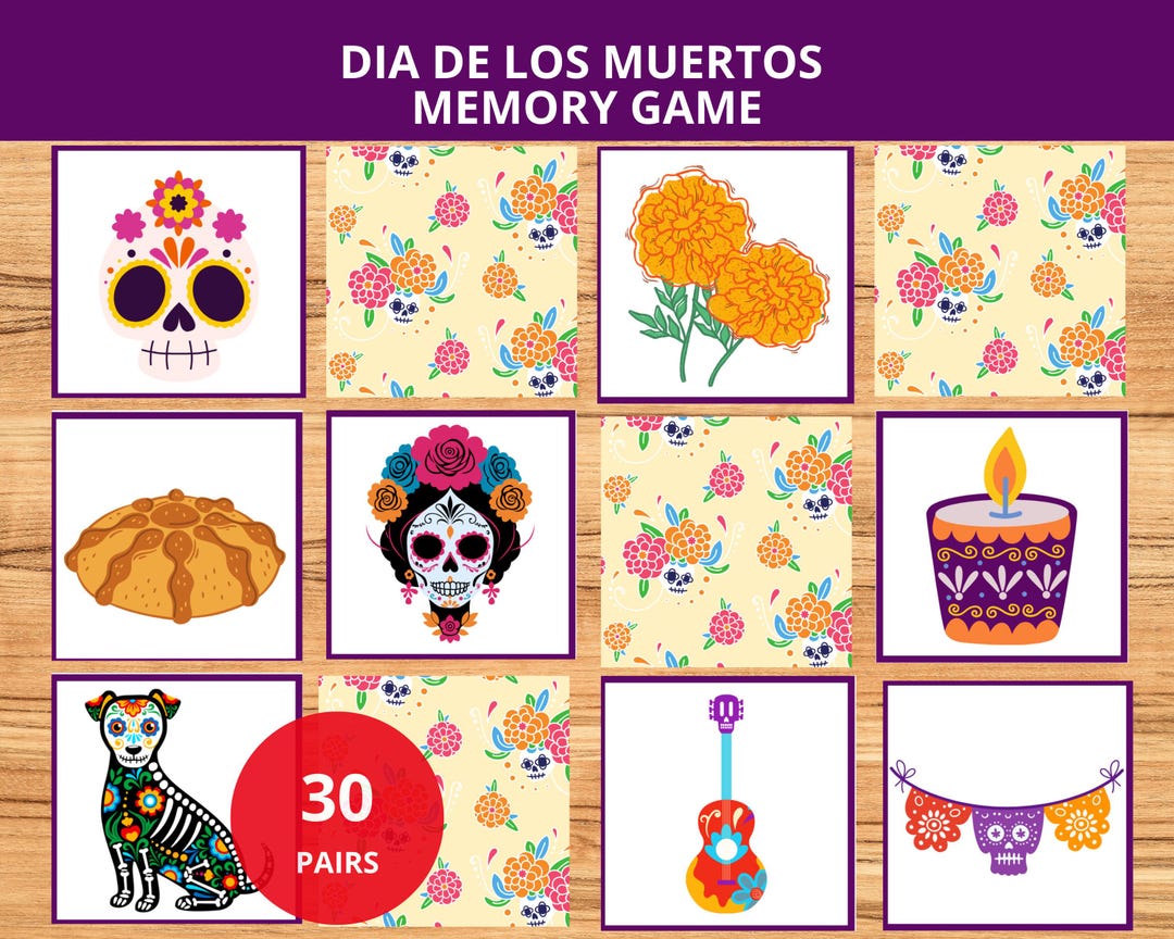 Day of the Dead Memory Game,halloween Memory Game,dia De Los Muertos ...