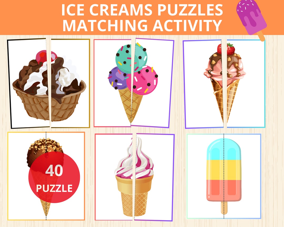 Ice Cream Matching Activity,summer Puzzles,symmetry Puzzles,popsicles ...