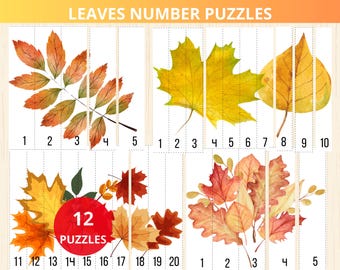 Fall Leaves Number Puzzles,autumn Preschool Math Activity,leaf Puzzle ...