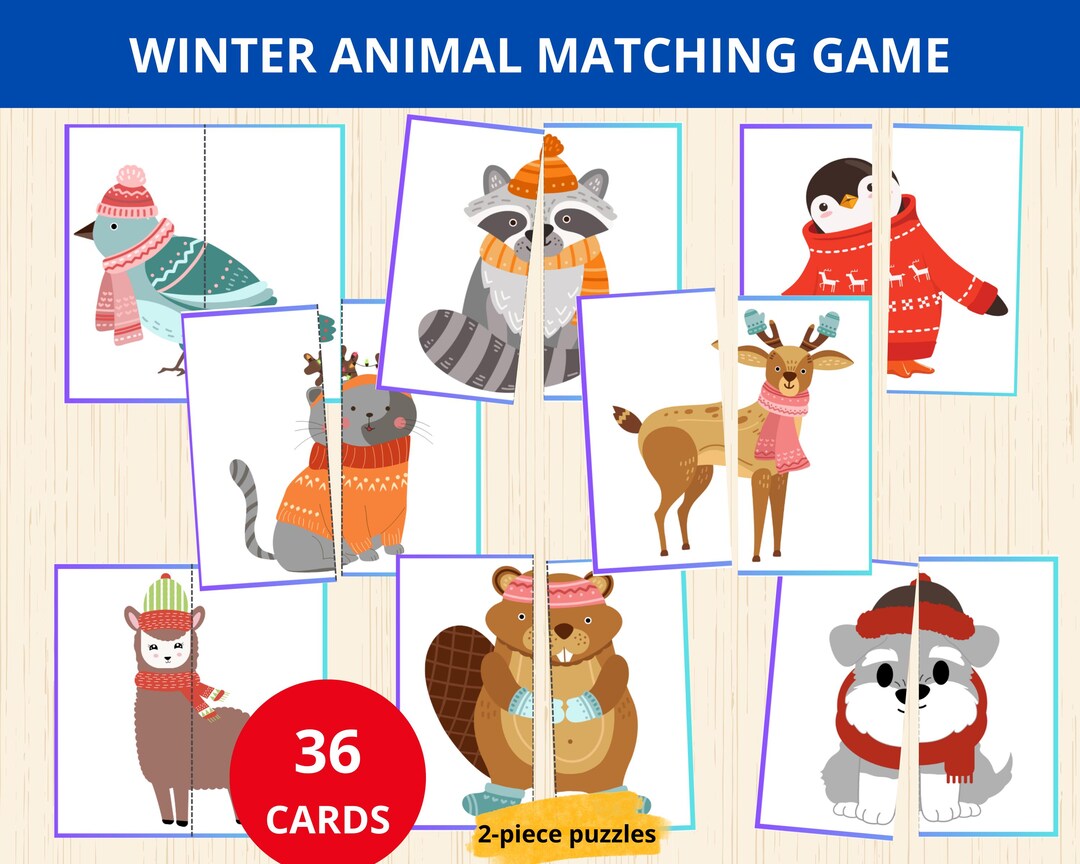 Winter Matching Game,winter Matching Puzzle,winter Animal Puzzle,polar ...