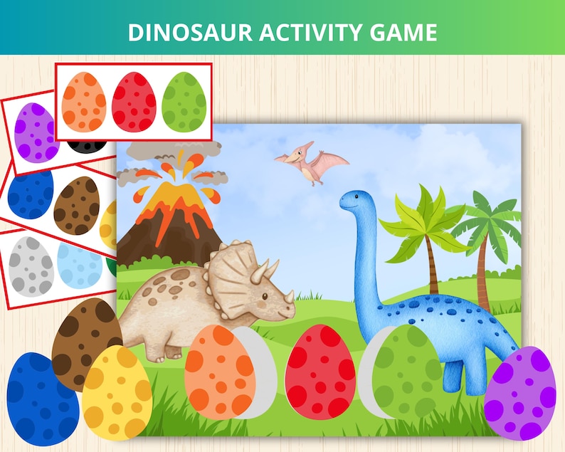 Dinosaur Activity Game,dinosaur Pattern Game,sequencing Activity,color ...