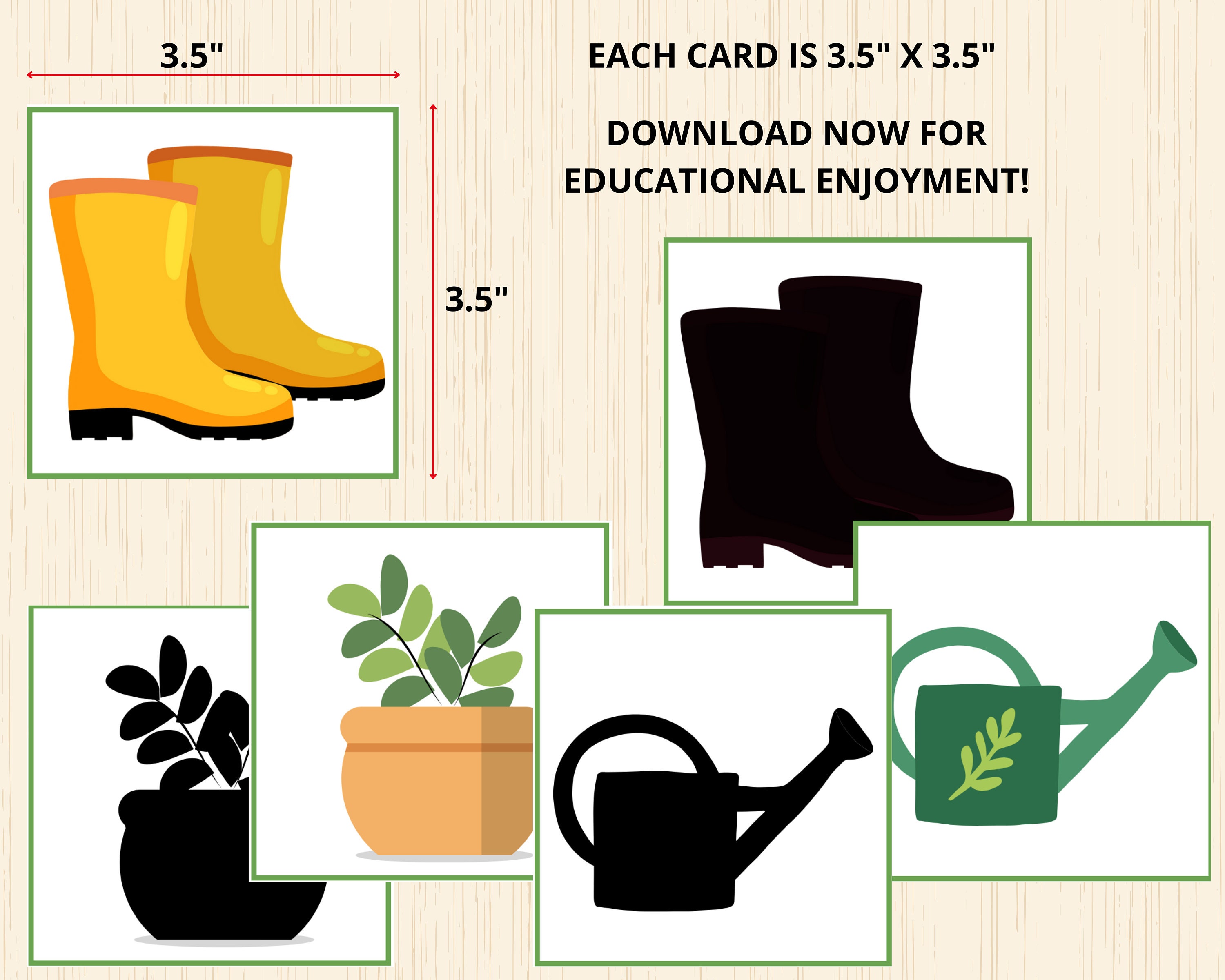 Garden Shadow Matching Cards,garden Flashcards, Spring Activity ...