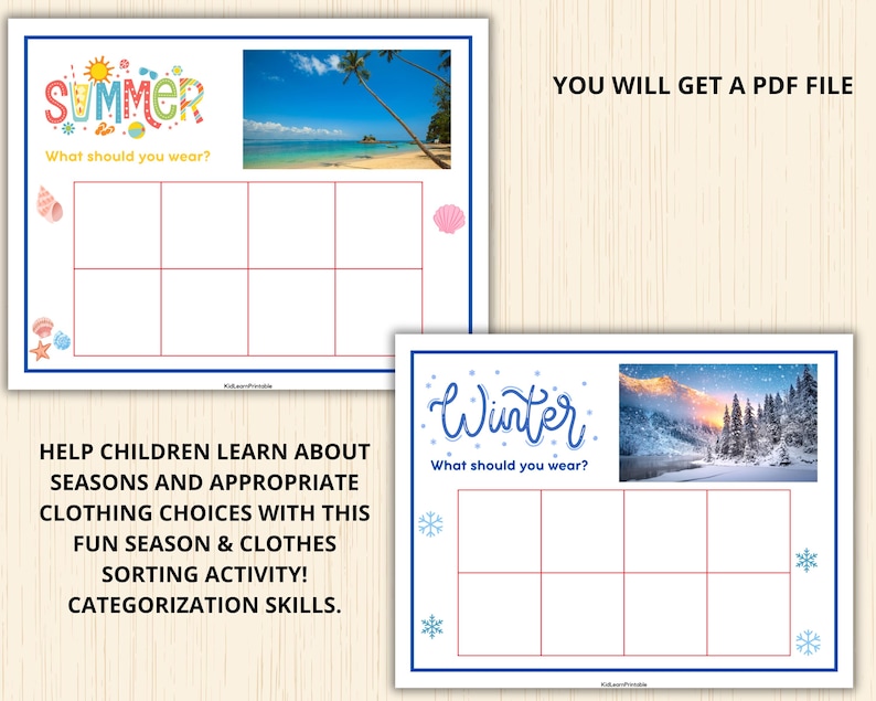 Clothes Sorting Activity,season Wear Activities,weather Dress up Game ...